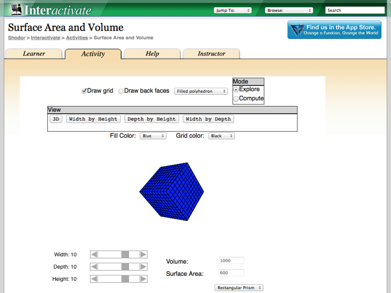 Interactivate: Surface Area and Volume - MathsLinks