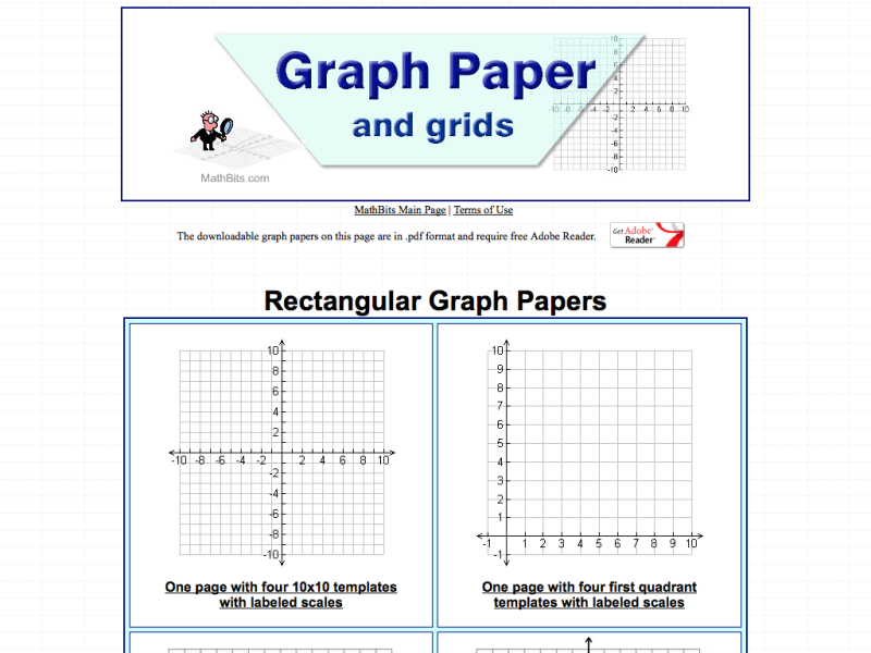 Graph Paper and grids (MathBits.com) - MathsLinks