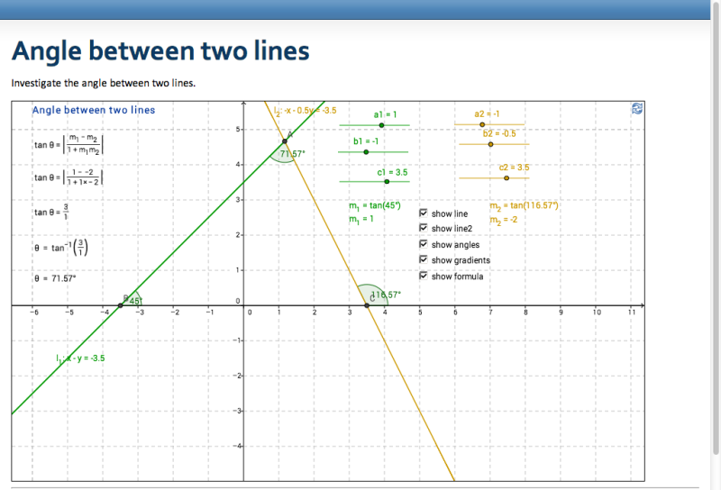 Angle between two lines - MathsLinks