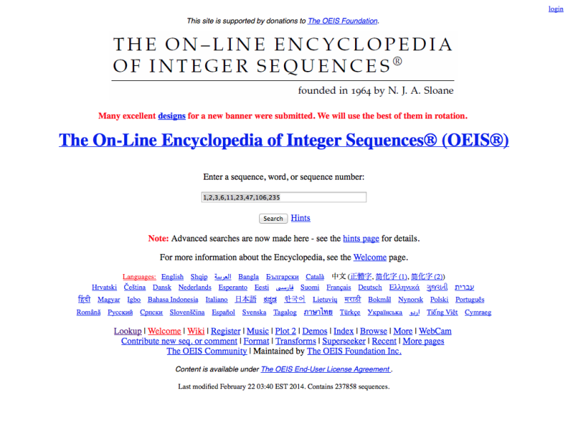 The On-Line Encyclopedia of Integer Sequences - MathsLinks