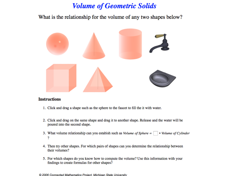 Volume of Geometric Solids - MathsLinks