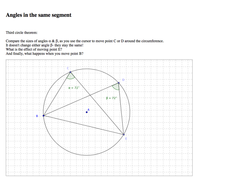 Angles in the same segment - MathsLinks