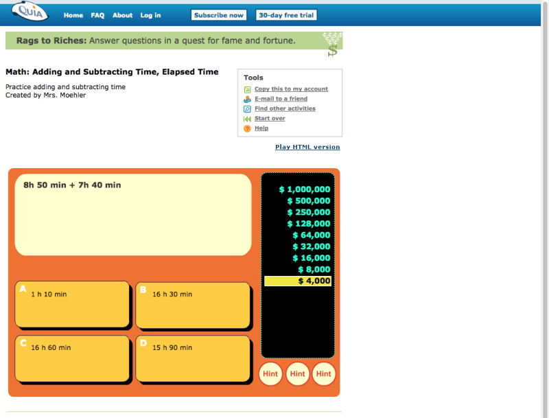 Math: Adding and Subtracting Time, Elapsed Time - MathsLinks