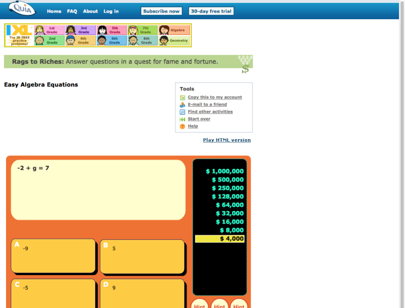 Quest for fame and fortune - MathsLinks