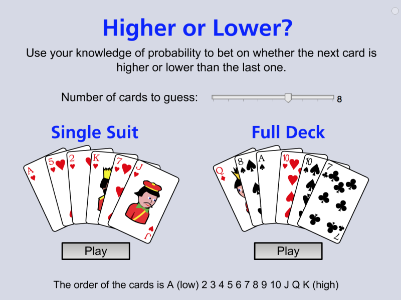 Higher or Lower? - MathsLinks