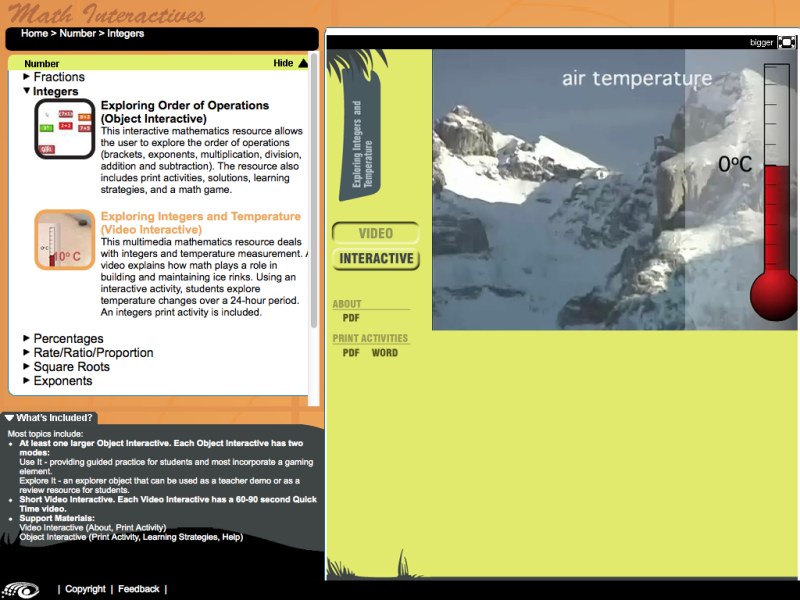 Exploring Integers and Temperature (Video Interactive) - MathsLinks