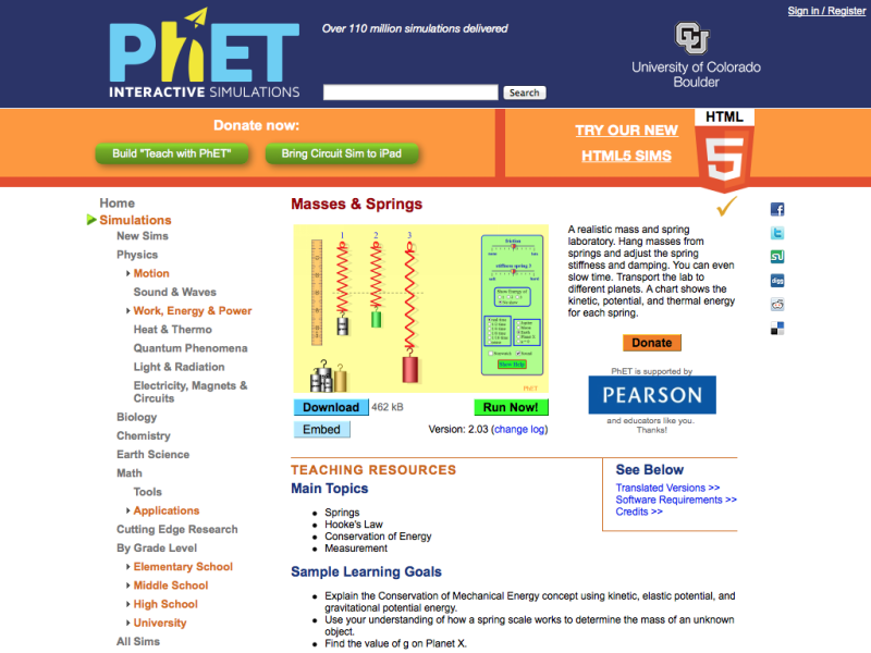 PhET simulation: Masses and Springs (for SHM) - MathsLinks