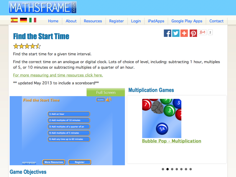 Find the Start Time - MathsLinks