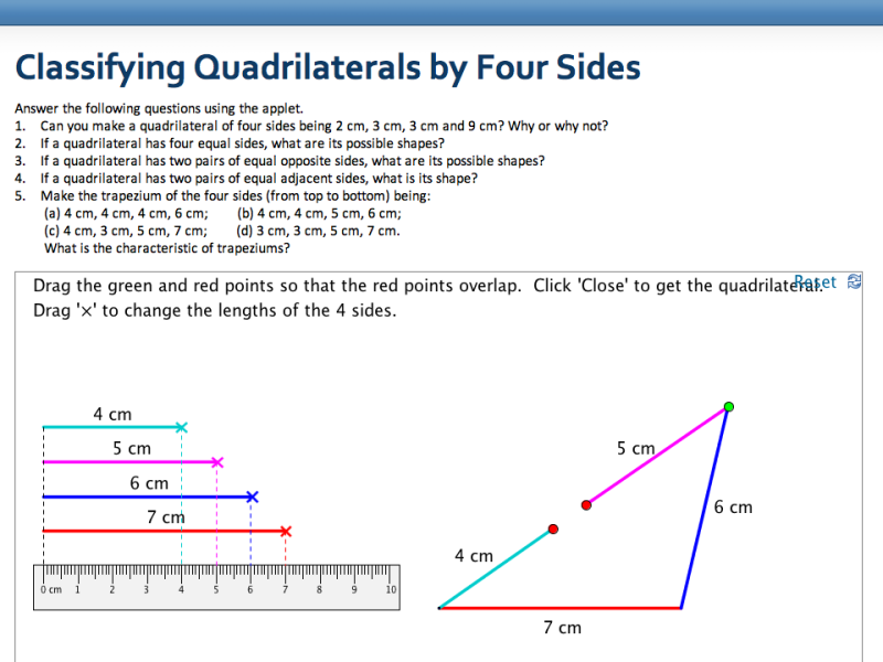 Classifying Quadrilaterals by Four Sides - MathsLinks
