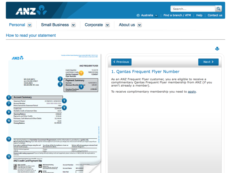 ANZ How to read your statement - MathsLinks