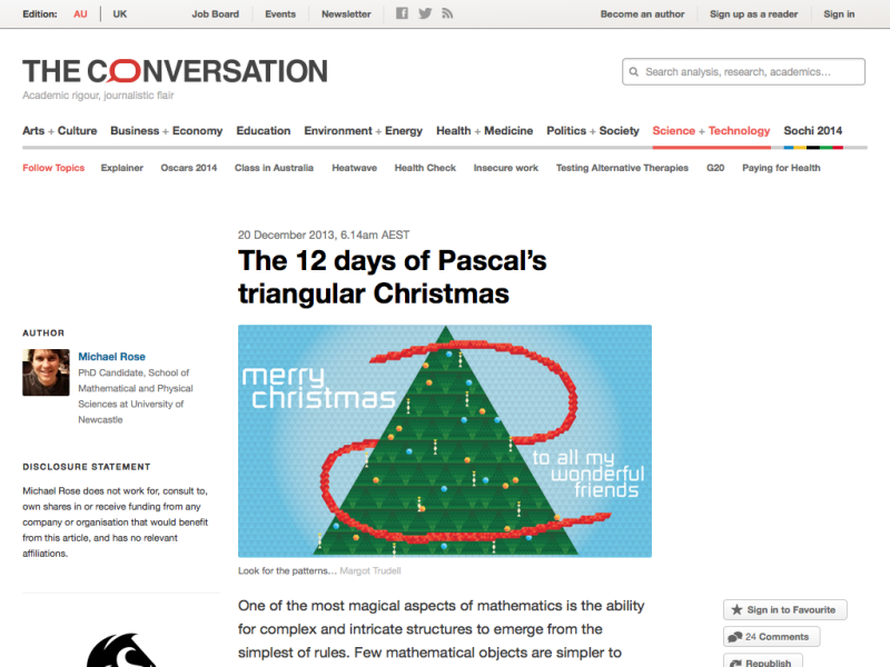 The 12 days of Pascal’s triangular Christmas - MathsLinks