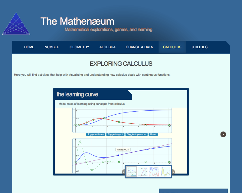 Calculus activities at The Mathenaeum - MathsLinks