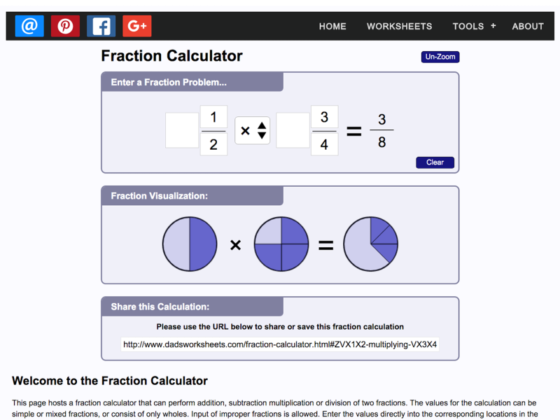 Fraction Calculator - MathsLinks