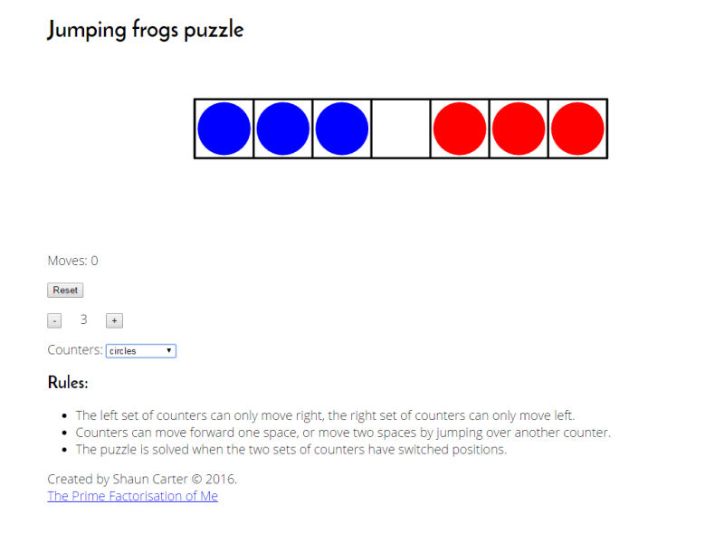 Jumping frogs puzzle - MathsLinks