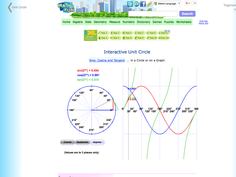 Interactive Unit Circle - MathsLinks