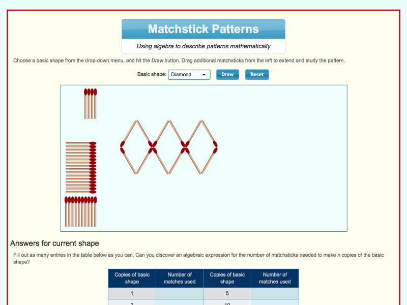 Matchstick Patterns - MathsLinks