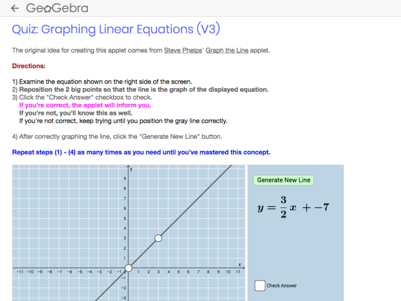 Graphing Linear Equations (quiz) - MathsLinks