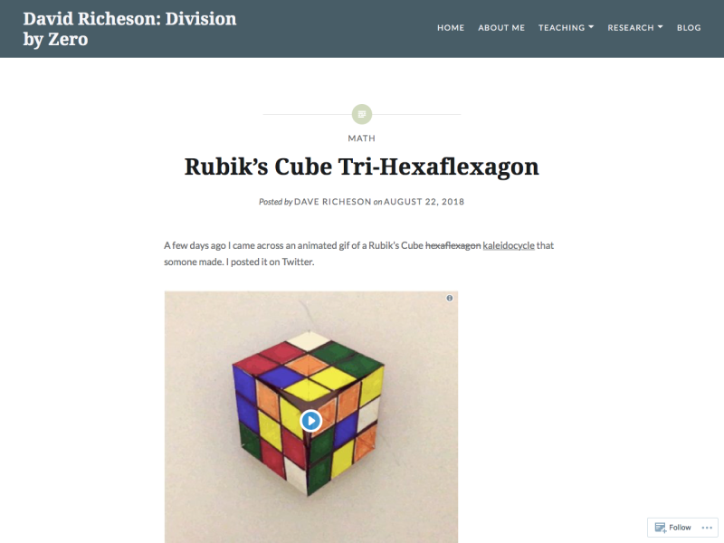 Rubik’s Cube Tri-Hexaflexagon - MathsLinks