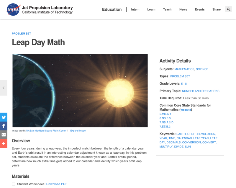 Leap Day Maths - MathsLinks