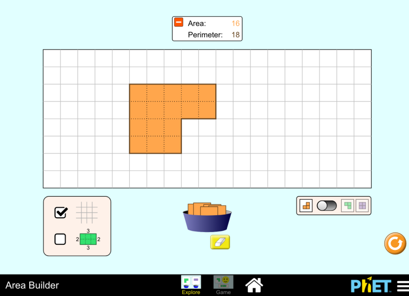 Area Builder try ‘Explore’ or ‘Game’ - MathsLinks