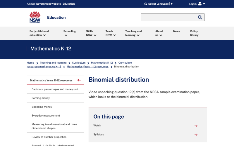 Binomial distribution - MathsLinks
