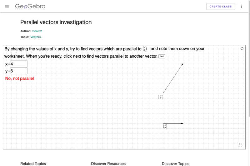 Parallel vectors investigation - MathsLinks