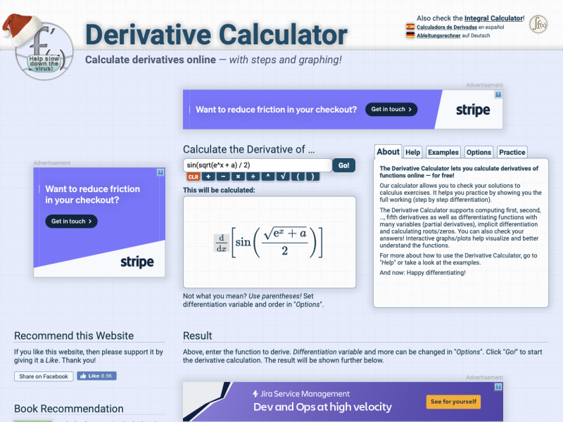 Derivative Calculator - MathsLinks