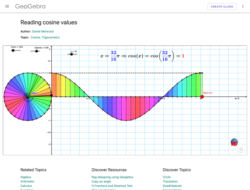 Reading cosine values - MathsLinks