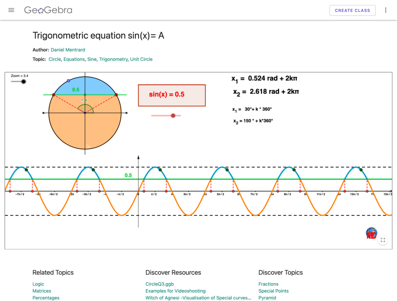 Trigonometric equation sin(x)= A - MathsLinks