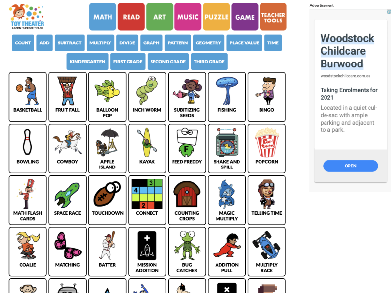 Toy Theater - math games - MathsLinks