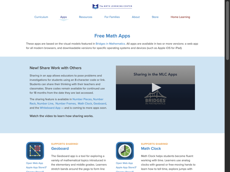 The Math Learning Center - MathsLinks