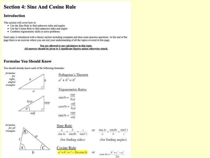 Non Right Angled Trig - how to decide which rule to use? - MathsLinks