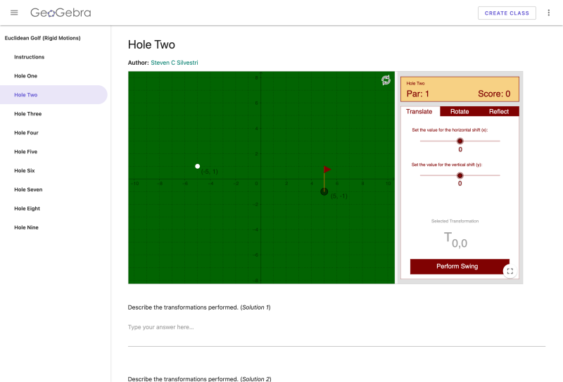 Transformations Golf - MathsLinks
