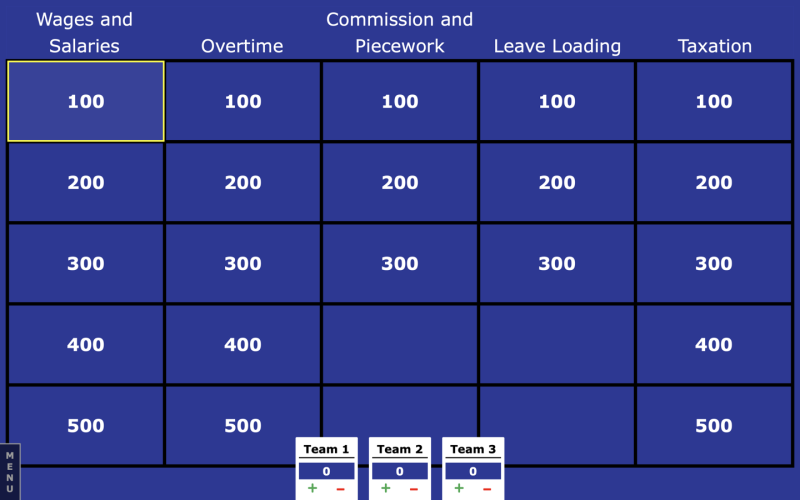 Earning Money Jeopardy - MathsLinks