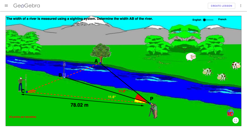 Applied trigonometry - the width of a river - MathsLinks