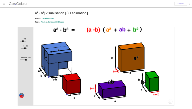 a³ - b³ Visualisation - MathsLinks