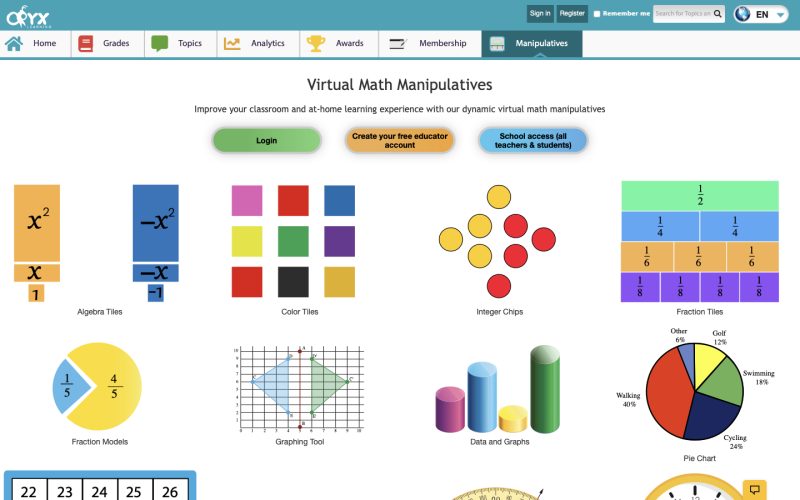 Virtual Math Manipulatives - MathsLinks