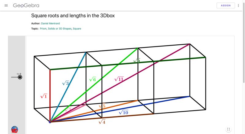 Square roots and lengths in the 3Dbox - MathsLinks