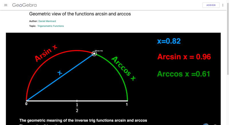 Geometric view of the functions arcsin and arccos - MathsLinks