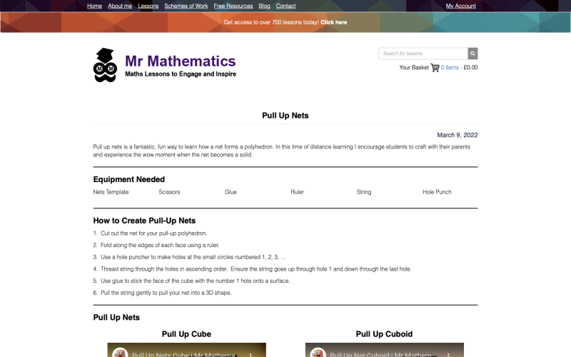 Pull up nets for 3D shapes - MathsLinks