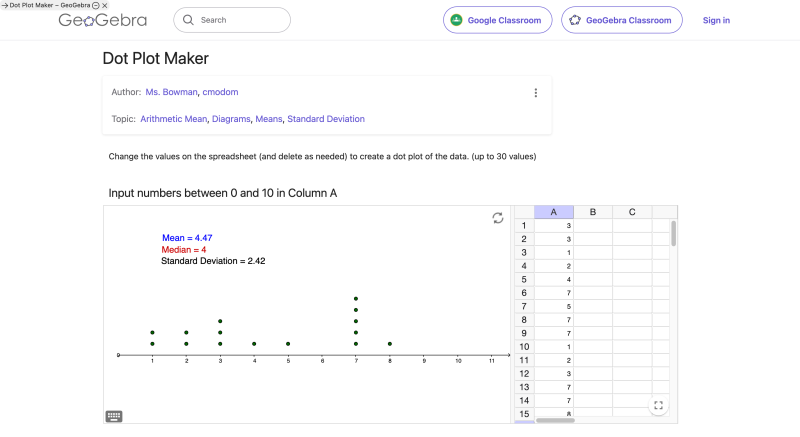 Dot Plot Maker - MathsLinks